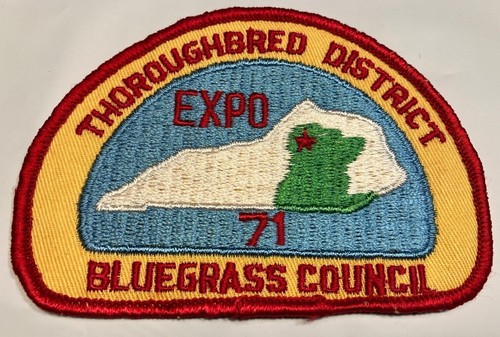 1971 Thoroughbred District Bluegrass Council Boy Scout Patch Gauze Back ...
