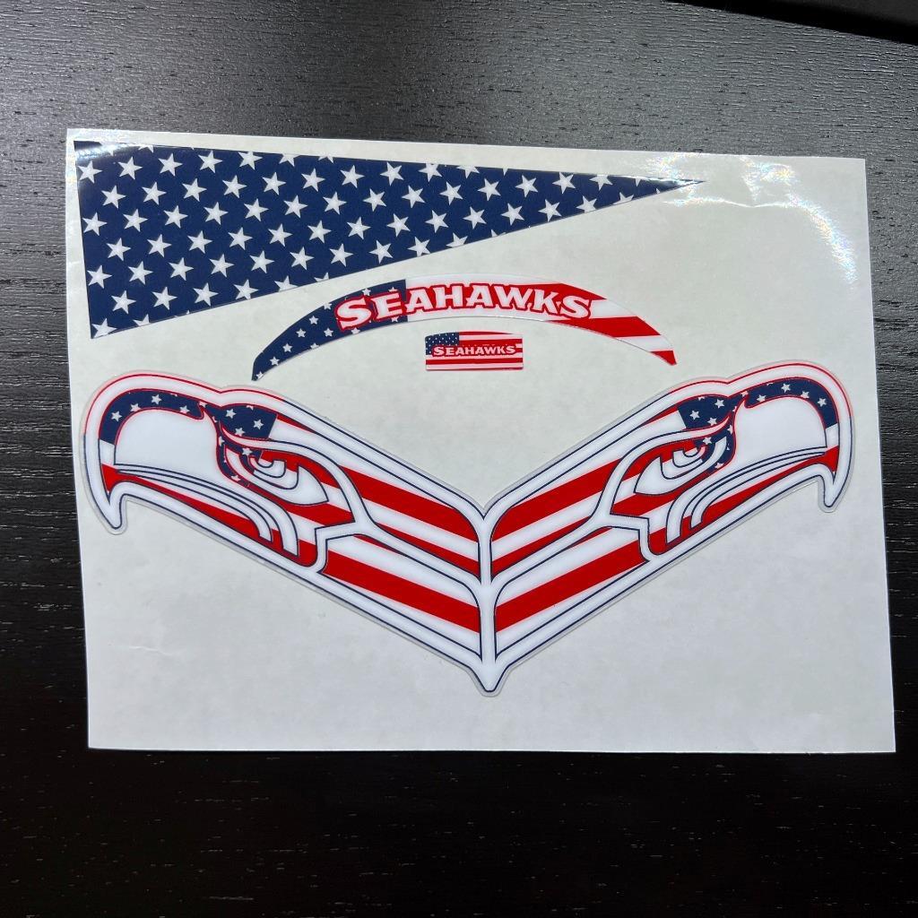 Seattle Seahawks Stars & Stripes Mini Football Helmet Decal Set | eBay