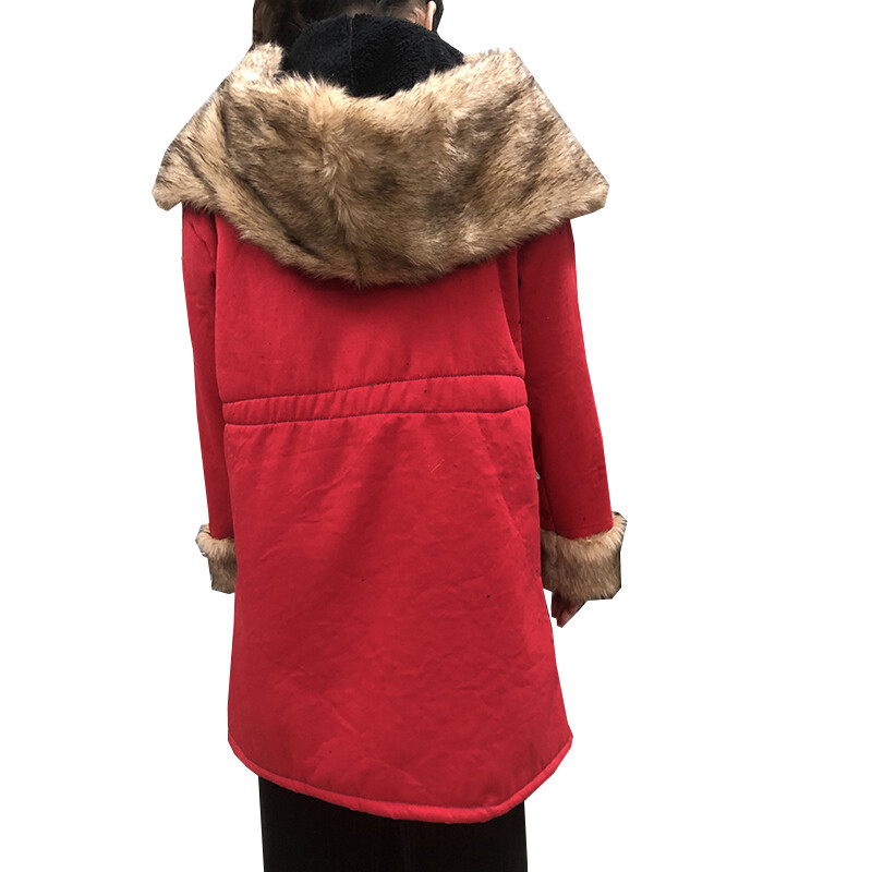 Women Fur Lining Winter Warm Jacket Long Parka Overcoat Outwear Hooded ...