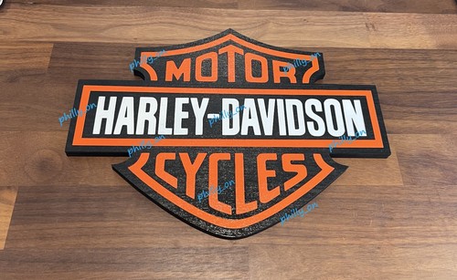 Motor Harley Davidson Logo Wall Door Decor Wooden Sign Plaque 19" wide ...