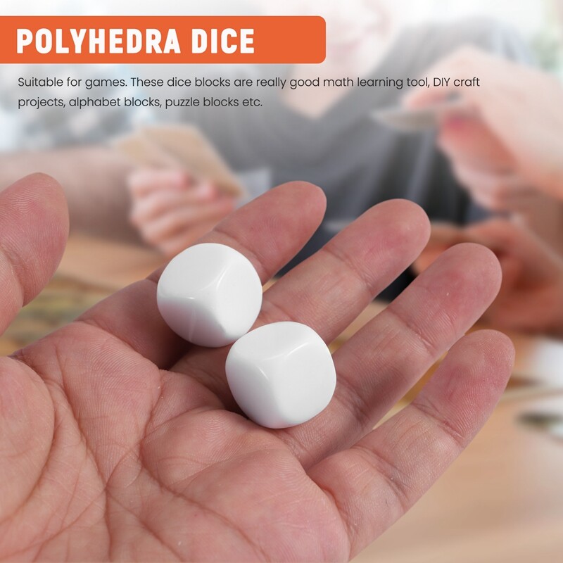 2X(50 Pack 16MM Blank White Dice Set Acrylic Rounded D6 Dice Cubes for ...