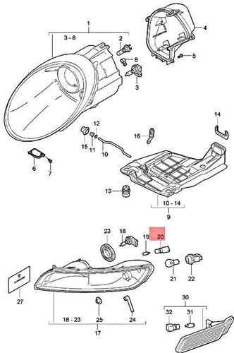 Genuine PORSCHE 911 997 Boxster Carrera Gt3 987 Bulb Holder 99763113700 ...