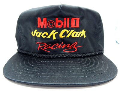 Vintage Top Fuel Hat Mobil One Jack Clark Racing Black Satin Trucker ...