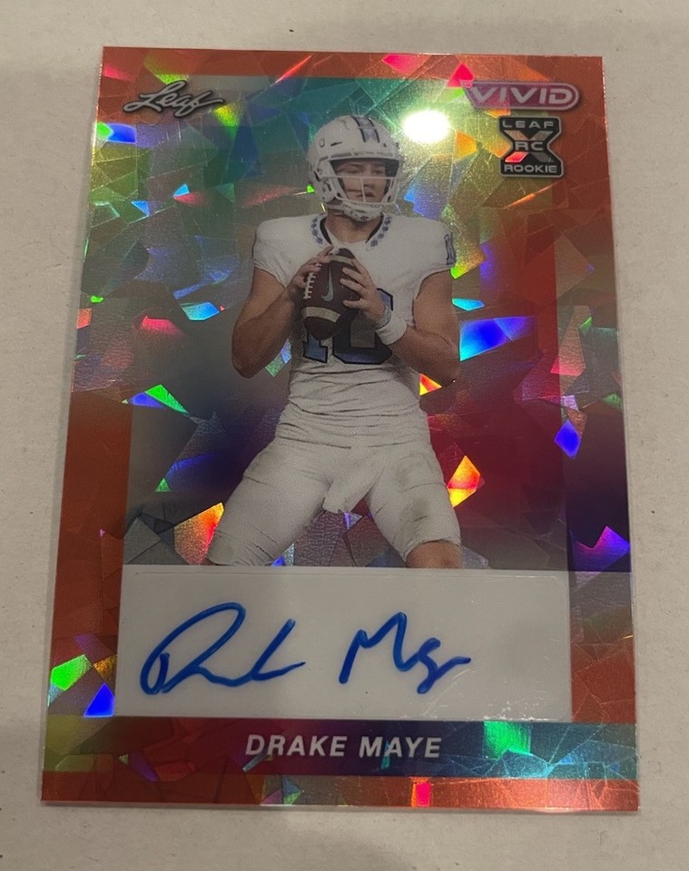 Drake Maye 2024 Leaf Vivid Rookie Autograph /3 Orange Cracked Ice | eBay