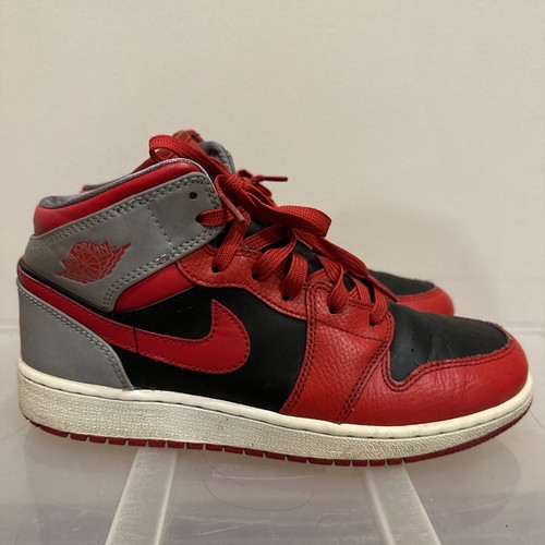 2013 NIKE AIR JORDAN 1 MID FIRE RED GREY 3M 554725-603 Size 5.5Y | eBay