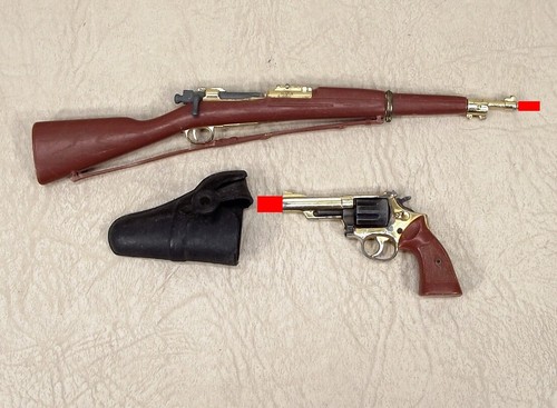 2 Miniature Marx Golden Cap Guns 1903 Springfield Rifle +357 Magnum w ...