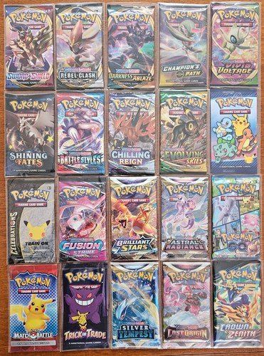 20 x Pokemon Sword & Shield Era Complete Booster & Promo Packs Master ...