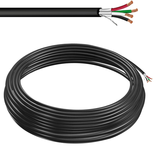 22 AWG 4 Conductor Stranded Shielded Plenum Cable Black CL3P Jacket for ...
