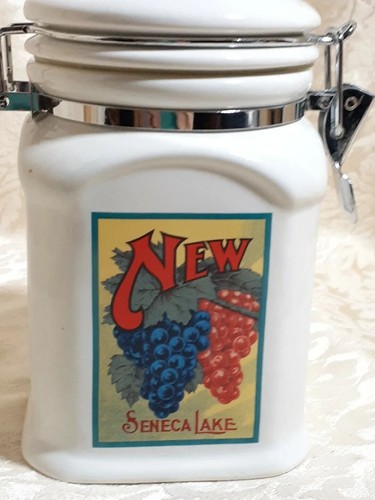 Vintage White Ceramic Canister by Designpac Inc. 4"x6" Seneca Lake ...
