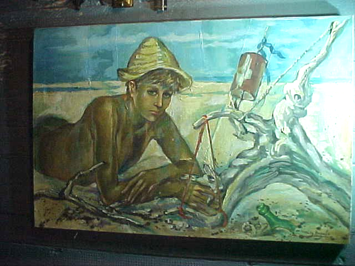 1960s "BEACH COMBER " OIL on CANVAS PAINTING by Waldo Angelo Listed ...