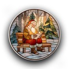Santa Claus Reading Letter Xmas Stained Glass Window Opaque Vinyl ...
