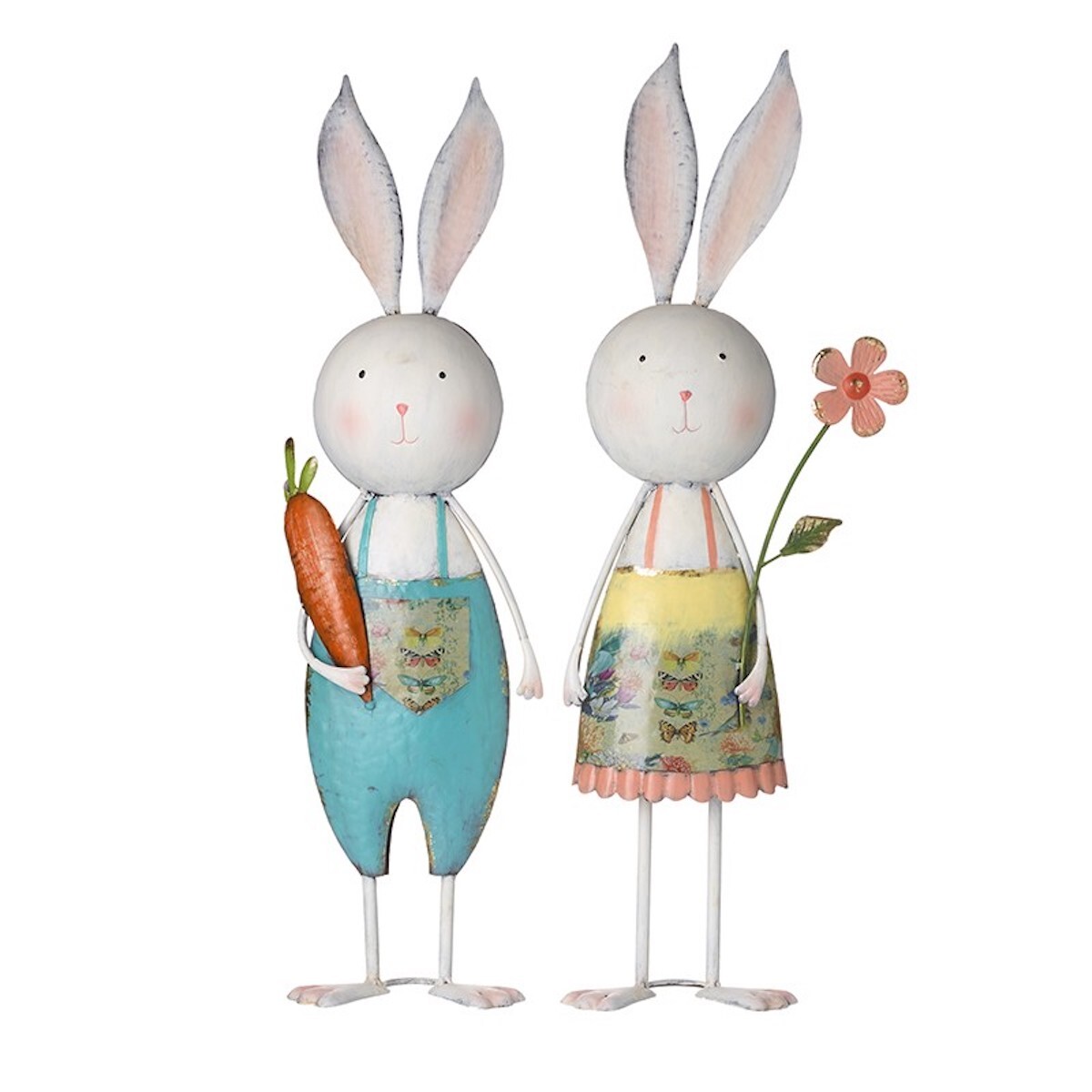 Heaven Sends Set of Two Metal Rabbits with Flower and Carrot Home ...