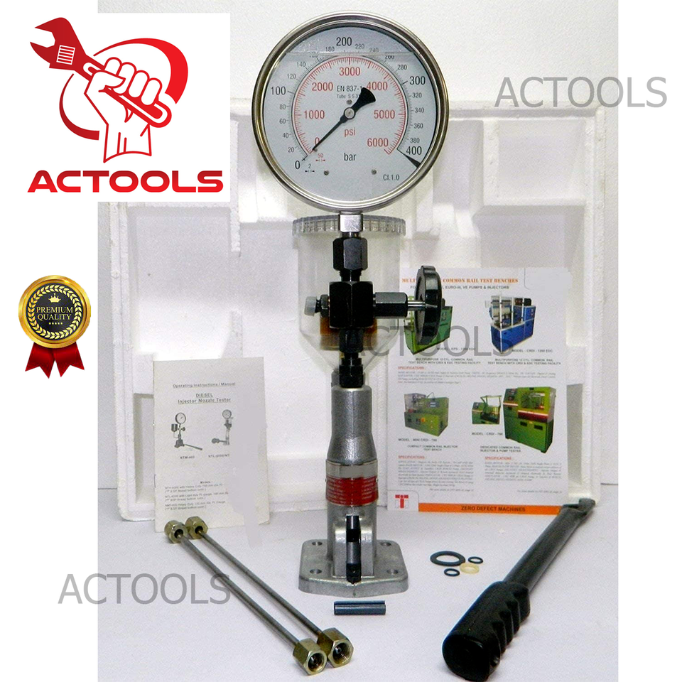 Diesel Injector Nozzle Pop Tester, Genuine 'AG Precision' 400 Bar Dual ...