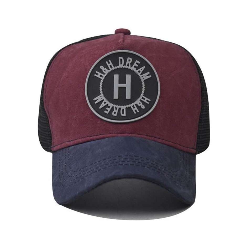 Mens Retro Letter H Embroidery Patch Baseball Cap Summer Mesh Trucker ...