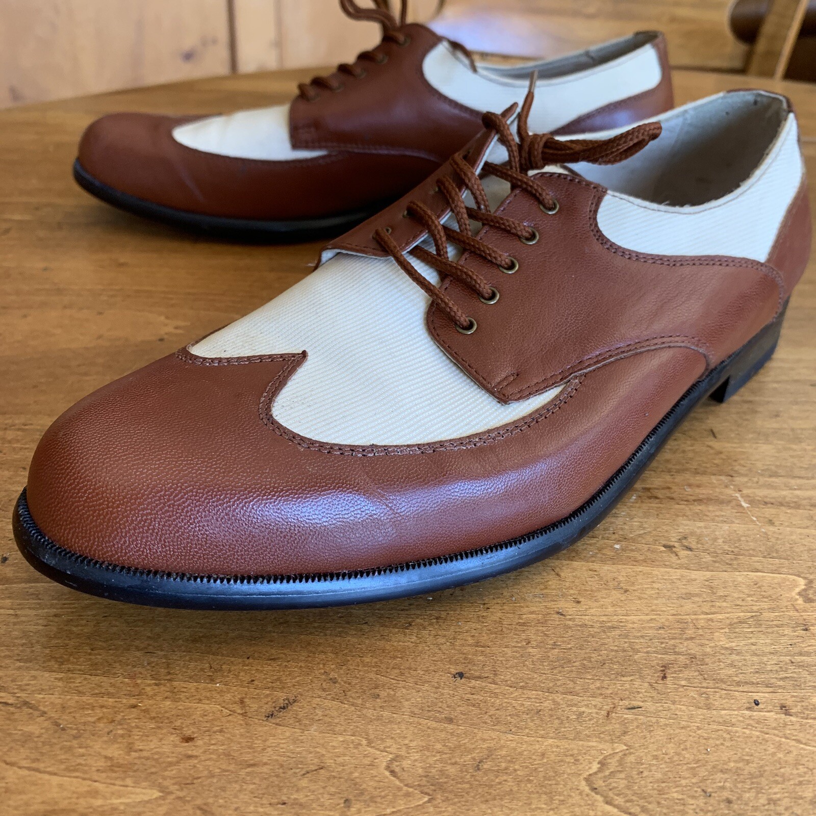 Mens Botany 500 Cream/Tan Spectator Wingtips Size 10 1/2 M | eBay