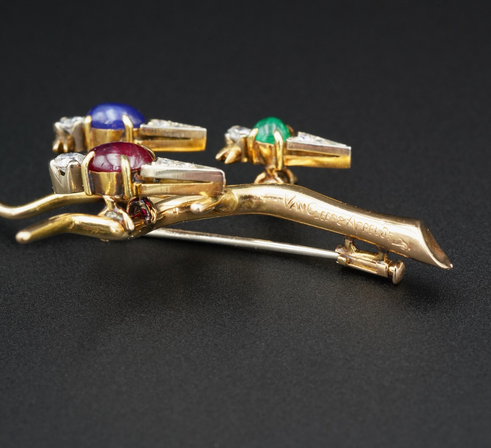 Van Cleef & Arpels VCA 18k Gold Ruby Sapphire Emerald Bird Brooch Pin 2 ...
