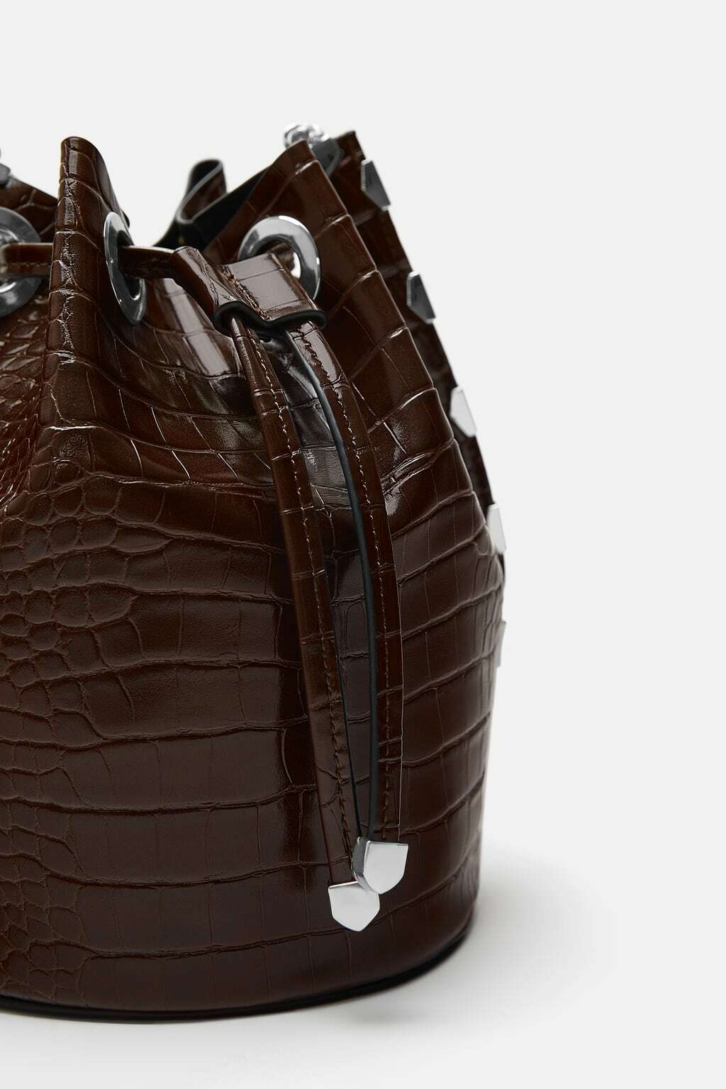 ZARA MOCK CROC BUCKET BAG BROWN NEW | eBay
