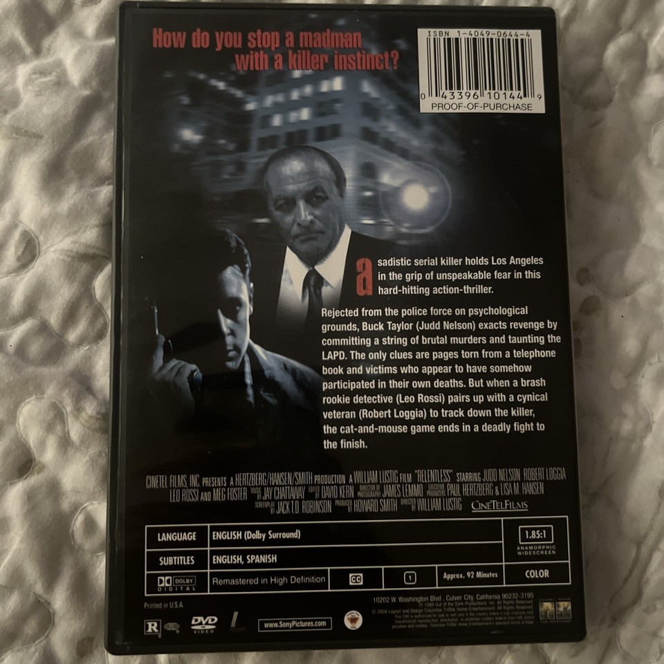 RELENTLESS (DVD, 1989) JUDD NELSON RARE OOP 43396101449 | eBay
