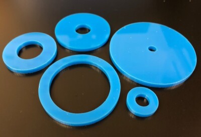 Blue Acrylic Washers - 3mm thick - Sizes 55mm to 75mm diameter - Packs ...