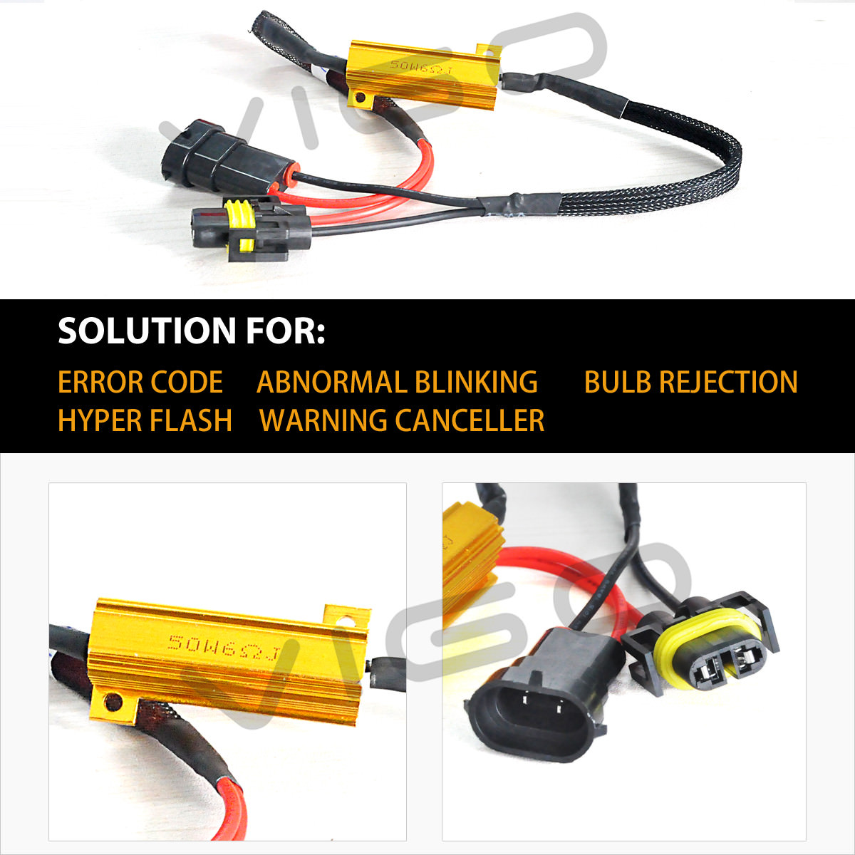 H13 9006 H11 9012 9007 H7 LED Anti Flicker Canbus Decoder Resistor ...