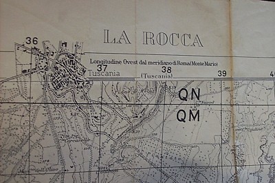 LA ROCCA TUSCANIA Antica mappa carta geografica 1941 -1950( F136 ) IST ...