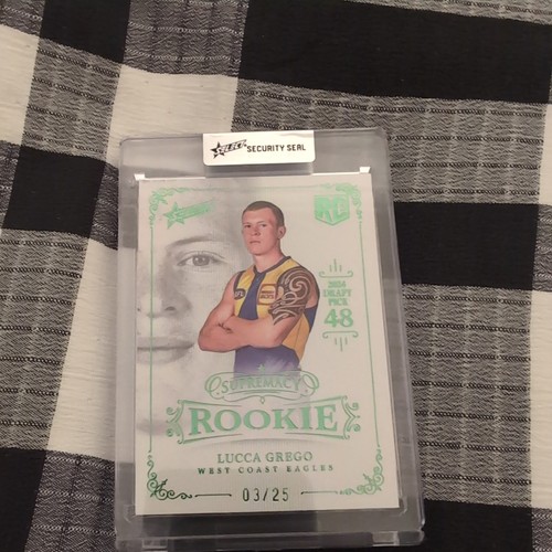 2025 AFL Select Supremacy Rookie LOW NUMBER Parallel Green Lucca Grego ...
