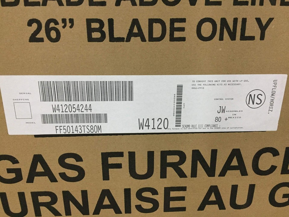 RHEEM/FUJITSU FF50143TS80M 50K BTU UP/HORIZ ECM MULTI SPEED FURNACE 80% ...