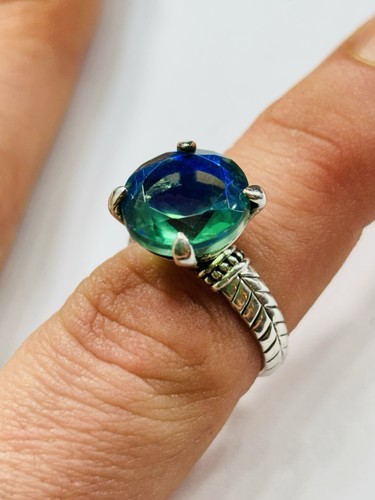 TJC silver ring UK size M with peacock quartz | eBay