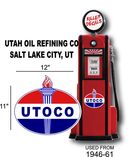 (UTOC-1) 12" 1946-61 UTOCO AMOCO GASOLINE DECAL OIL CAN / GAS PUMP ...