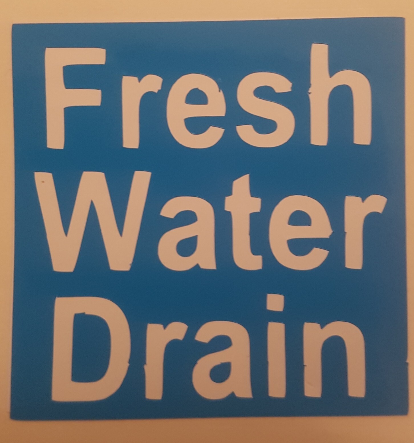 Motorhome camper. caravan, fresh water drain label. 5cm square | eBay UK