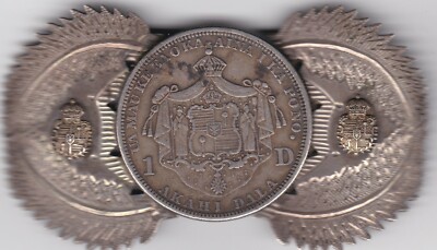 Hawaii Kingdom 1 Dollar Akahi Dala 1883 Belt Buckle w/coat of arms ...