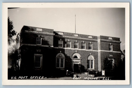 East Moline Illinois IL Postcard RPPC Photo US Post Office Building ...