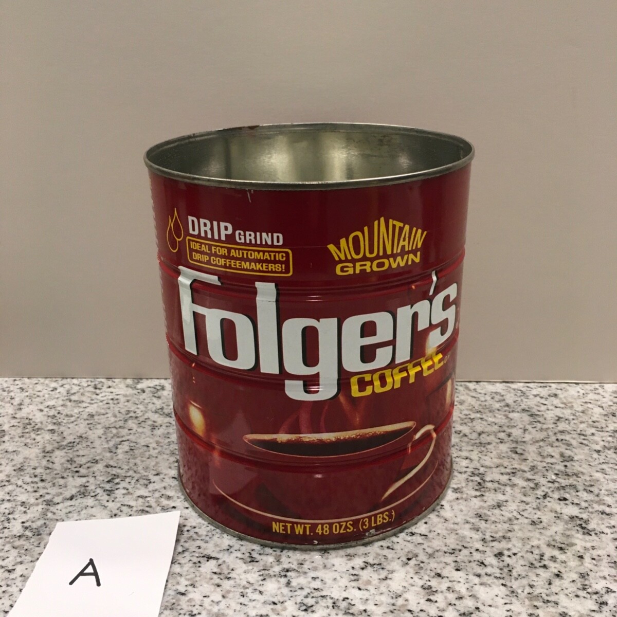 Vintage Folger's Coffee 3lb Can Mountain Grown Cup & Saucer Drip Grind ...