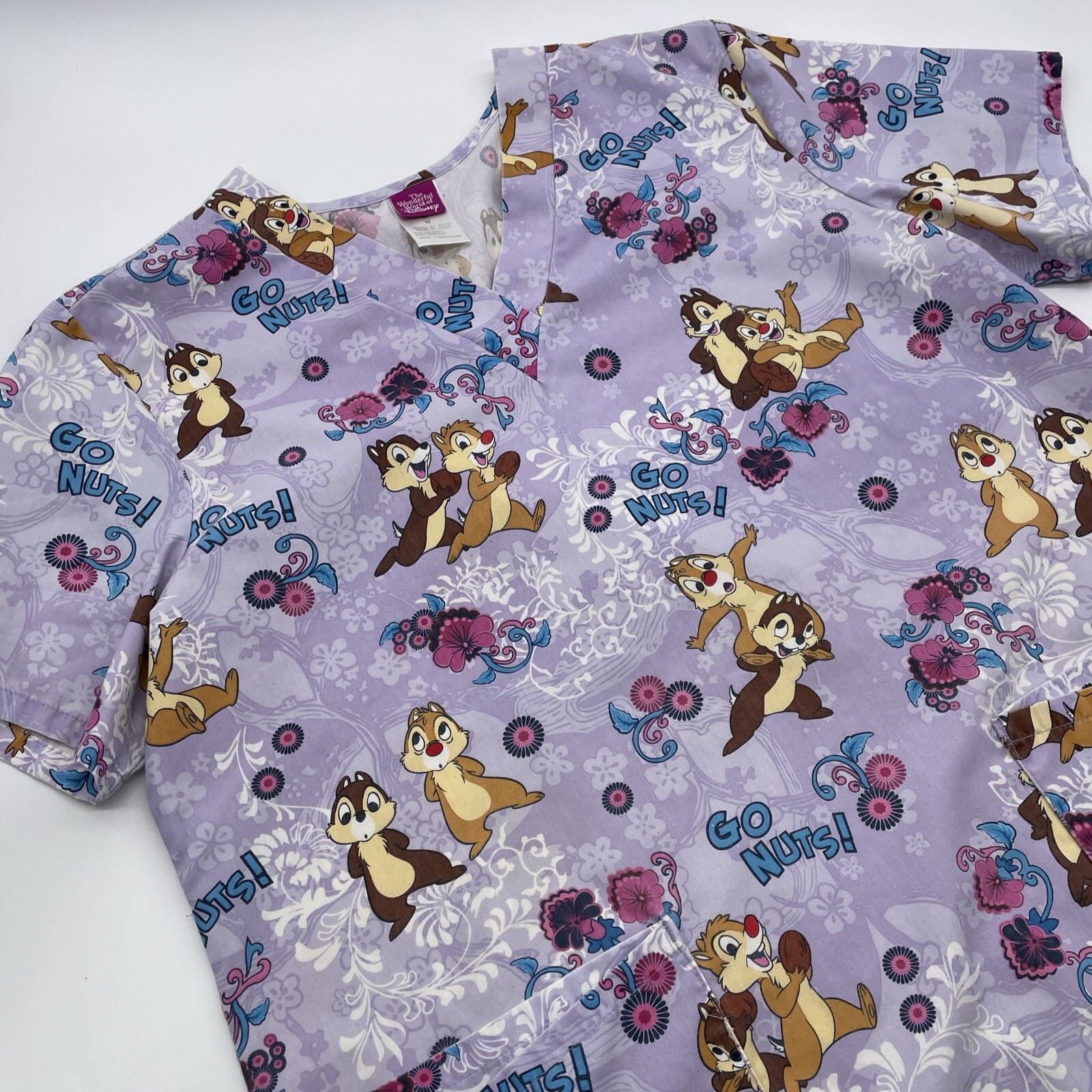 The Wonderful World of Disney Chip and Dale Scrub Top Womens Medium ...