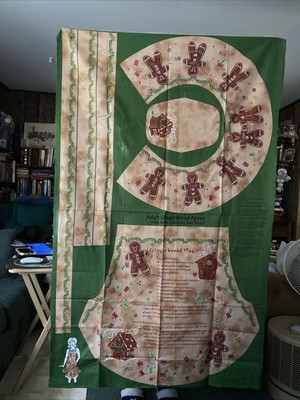 Vintage Adult Gingerbread Christmas Apron Panel Fabric Cut & Sew OSZ ...