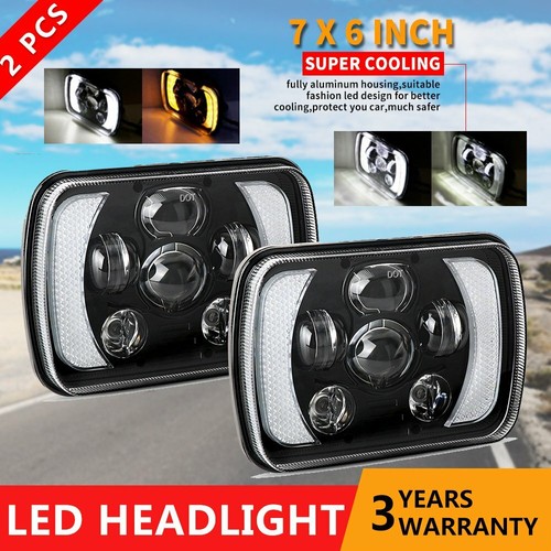 Pair 7X6" 7x5" LED Headlights Hi/Lo/DRL Beam Turn Light For Toyota ...