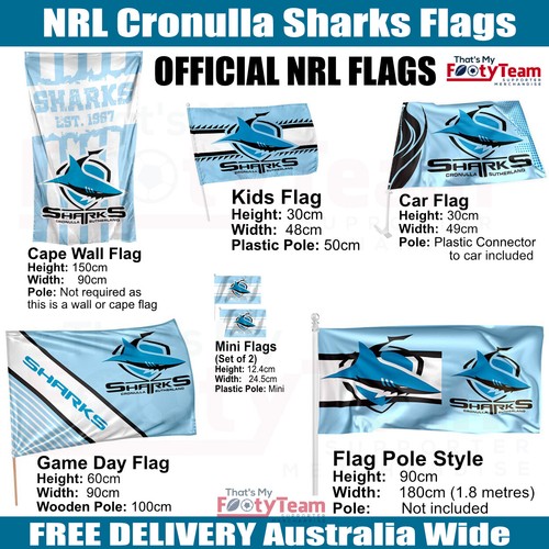 FLAGS - NRL Cronulla Sutherland Sharks - Game Day, Car, Kids, Mini ...
