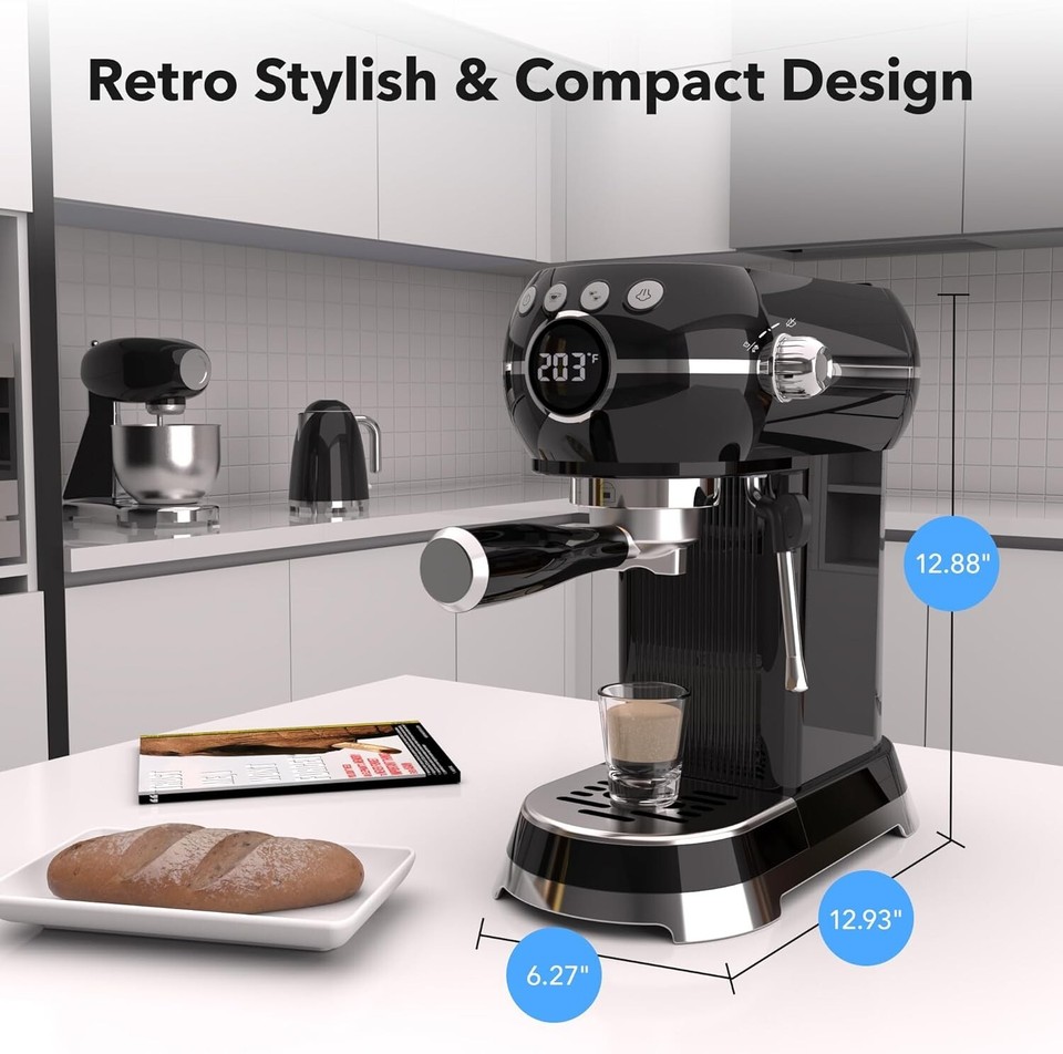 HBN 20 Bar Espresso Machine with Milk Frother, Coffee Maker with 27oz ...