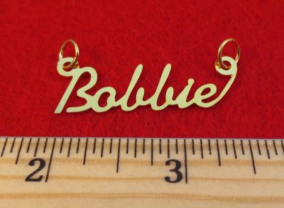 14KT GOLD EP "BOBBIE" PERSONALIZED NAMEPLATE WORD CHARM PENDANT 6051 | eBay