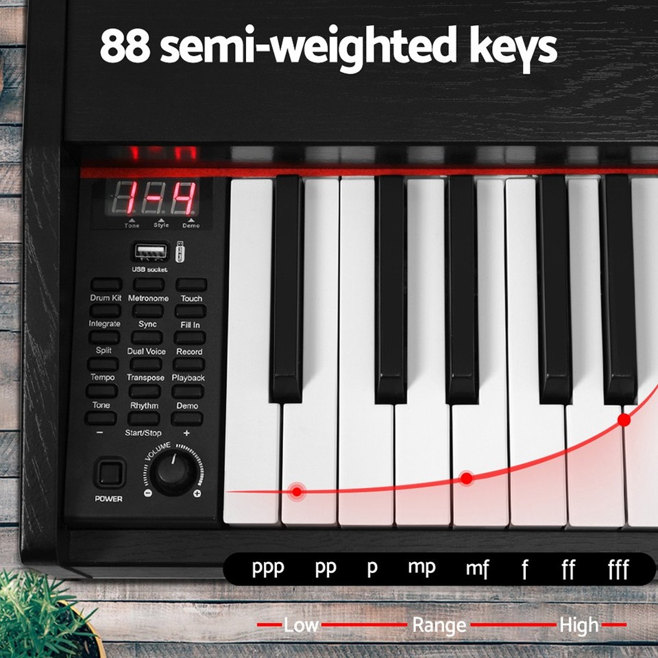 Alpha 88 Keys Electronic Piano Keyboard Digital Electric w/ Stand Semi ...