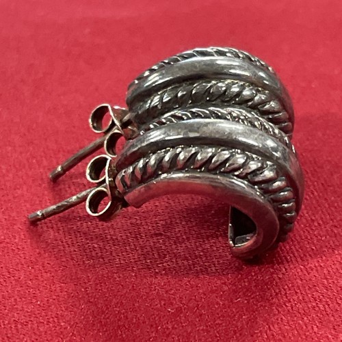 Vintage Sterling Silver 925 Rope Design Stud Half Hoop Earrings | eBay