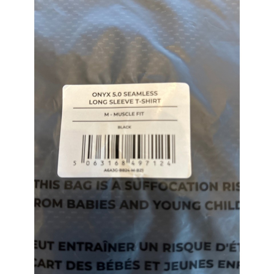 Sz M Gymshark Onyx 5.0 v5 Seamless Long Sleeve T-Shirt Black/Brand Blue ...