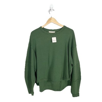 NWT Free People Total Eclipse Tee Womens Small Waffle Knit Forest Green ...