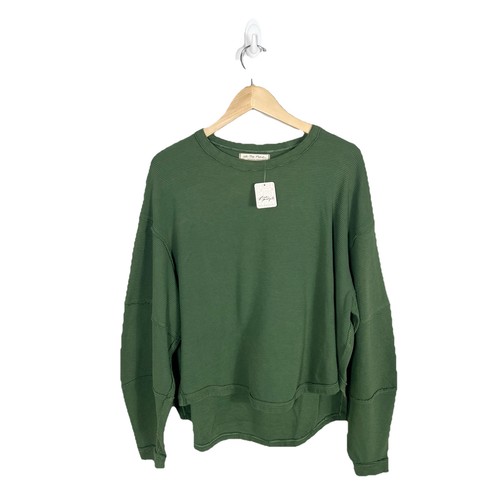 NWT Free People Total Eclipse Tee Womens Small Waffle Knit Forest Green ...