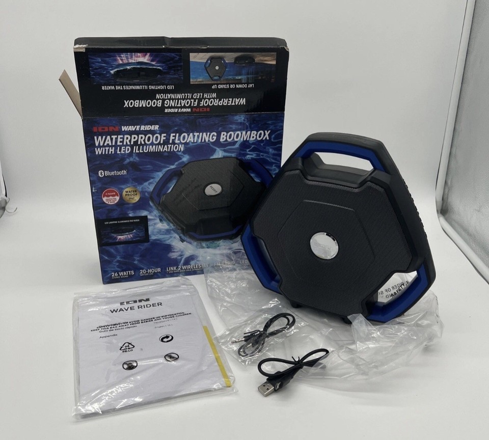 ION Audio Wave Rider Waterproof Bluetooth Speaker Floating Boombox ...