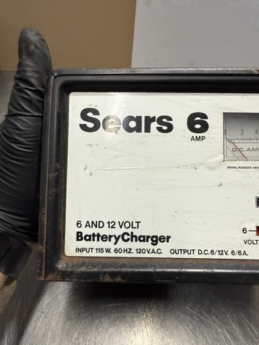 VINTAGE SEARS #608.718310 6-AMP 6/12 Volt BATTERY CHARGER TESTED ...