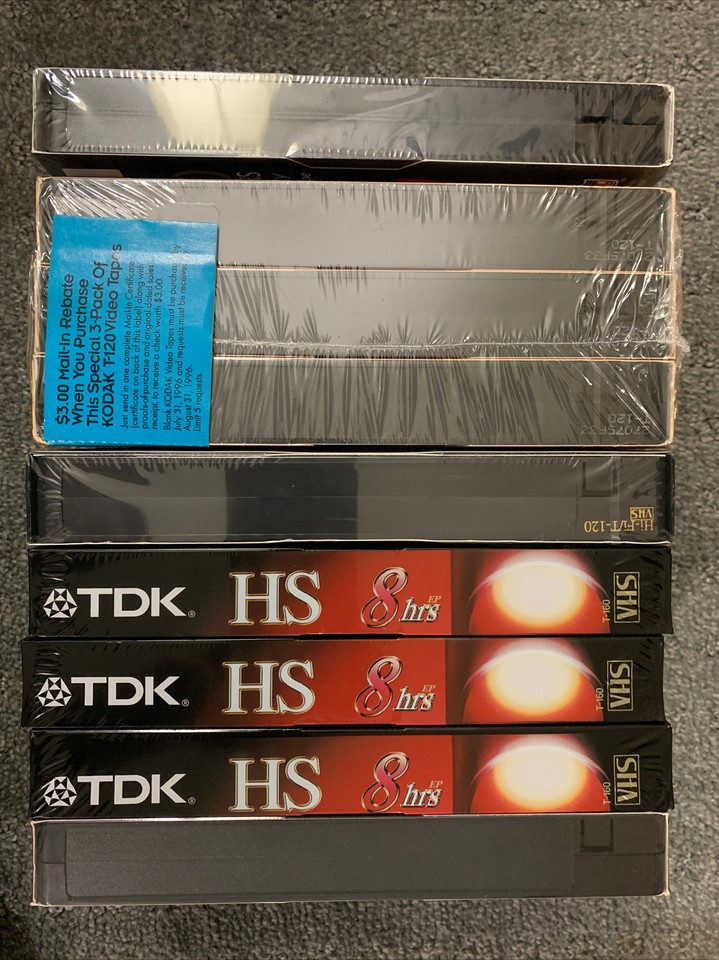 VHS Blank Tapes Lot Bnew Sealed High Quality Diff Brand 9 Pcs. 6&8 Hrs ...