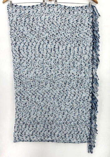 Max Studio Home Throw Blanket Soft Knit With Fringe Blue White 50X60 | eBay