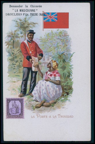 Trinidad Postman stamp mail letter flag original old 1900s postcard | eBay
