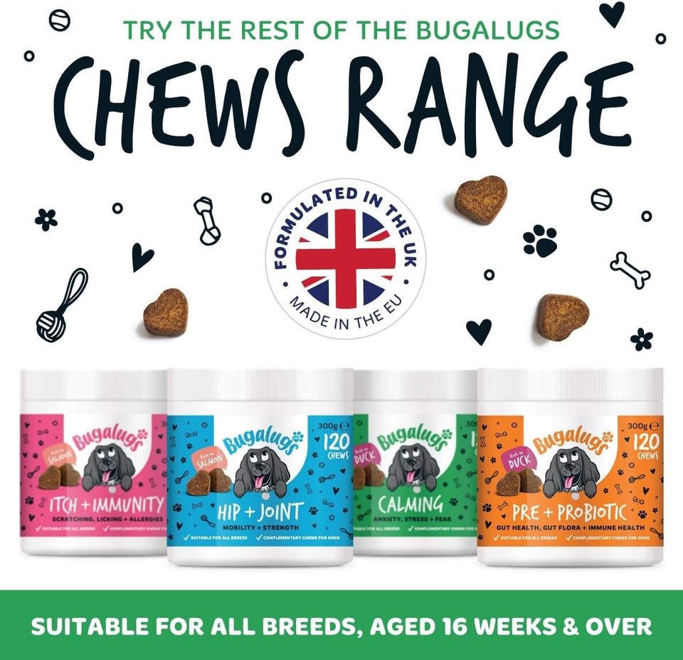 BUGALUGS Calming Calm Dog Treats Stress Free Anxiety Duck Flavor All ...